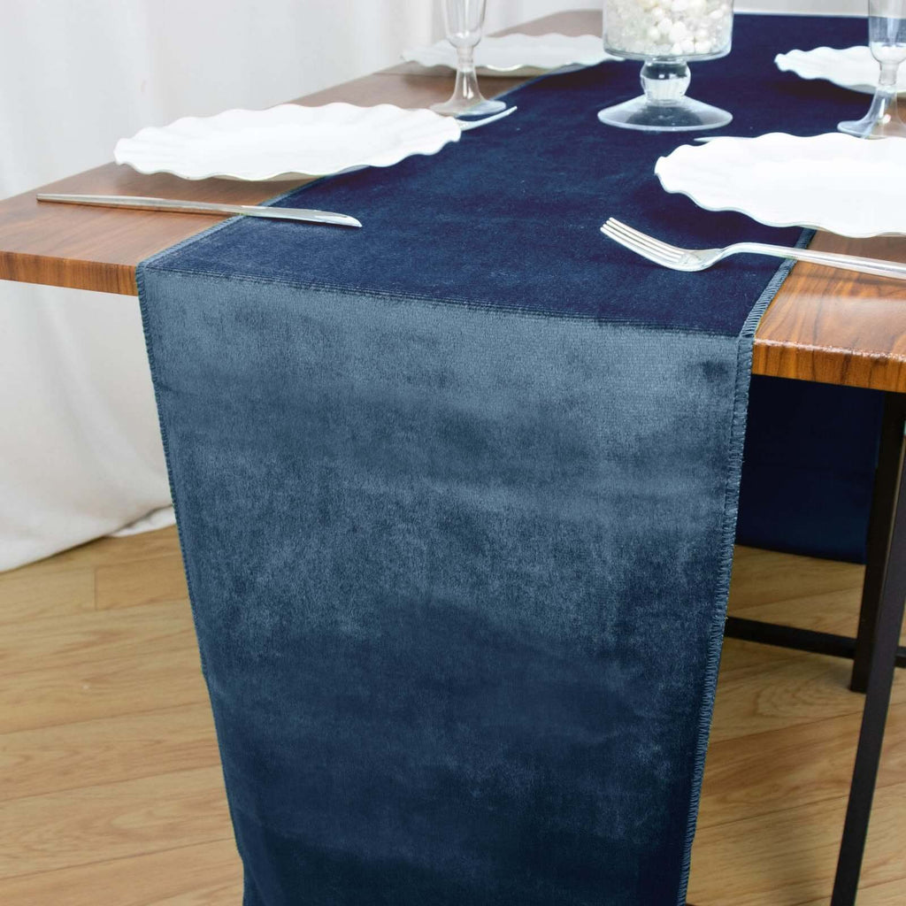 Velvet Runner 12"x108" Navy Blue | TableclothsFactory