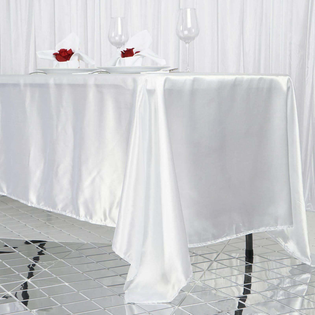 Satin Rectangle Tablecloth 72"x120" White | TableclothsFactory
