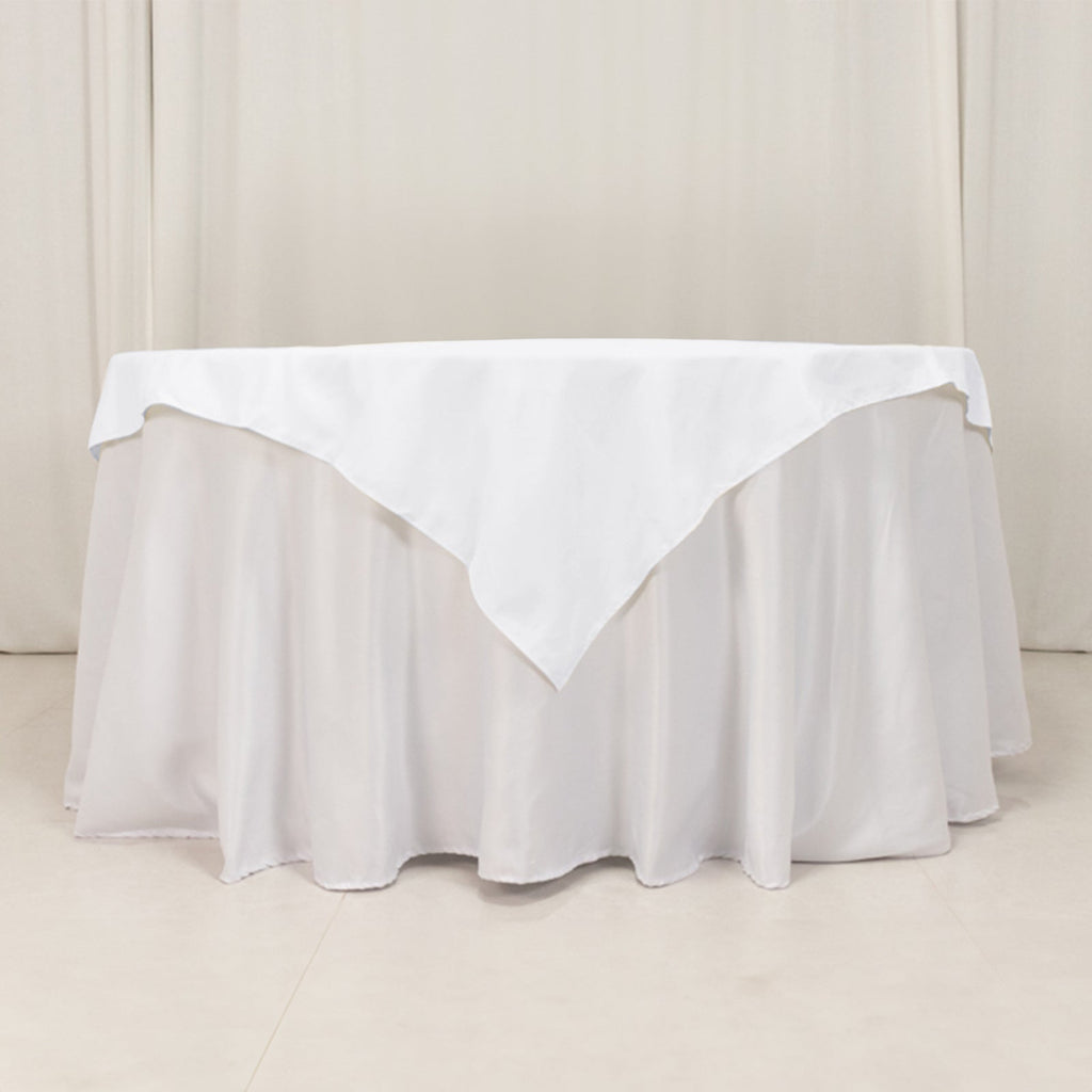 White Cotton Blend Table Overlay | TableclothsFactory