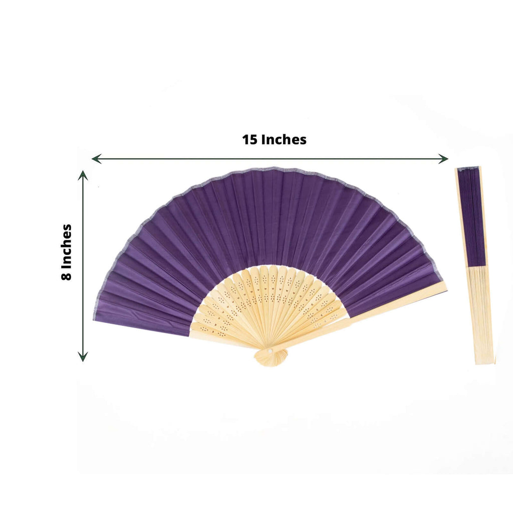 Purple Asian Silk Folding Fans 5 Pack | TableclothsFactory