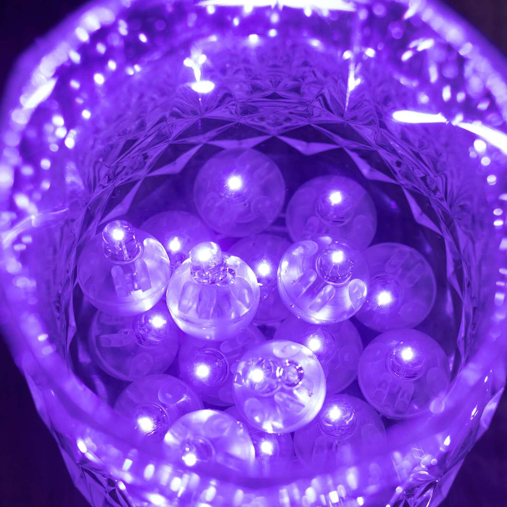 LED Mini Balloon Lights Round Purple 0.5" | TableclothsFactory