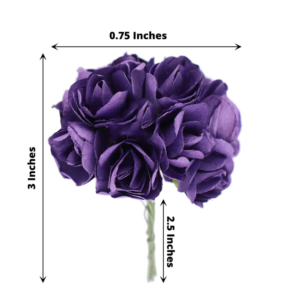 144 Pack Purple Mini Craft Roses | TableclothsFactory