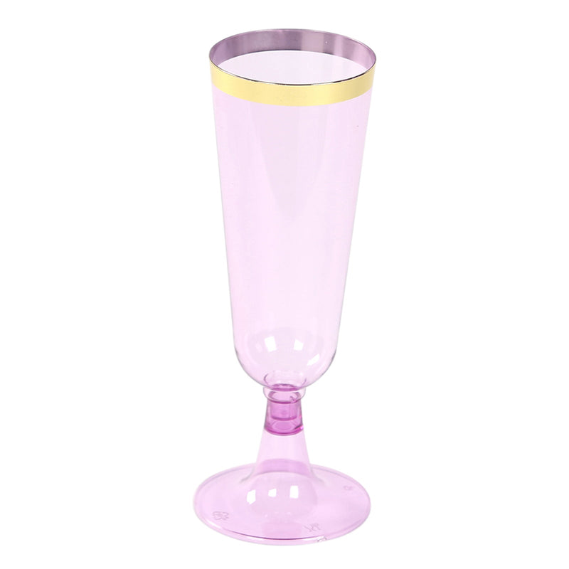 Plastic Champagne Flutes 5oz Transparent Dusty Blue with Gold Rim ...