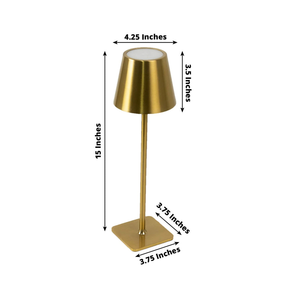 15" Gold Dimmable Metal LED Table Lamp | TableclothsFactory