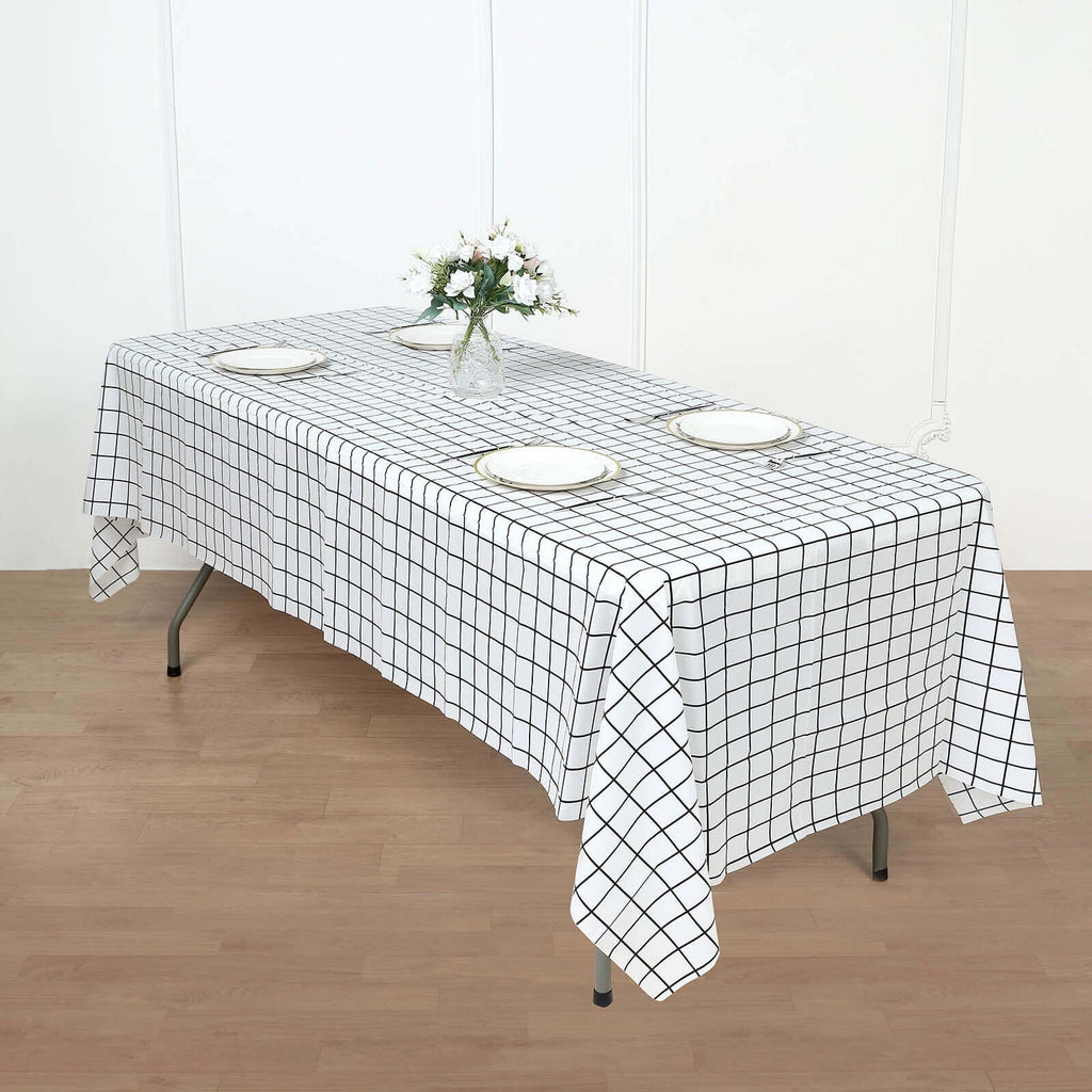 Plastic Rectangle Table Covers 54"x108" Black/White Grid Design ...