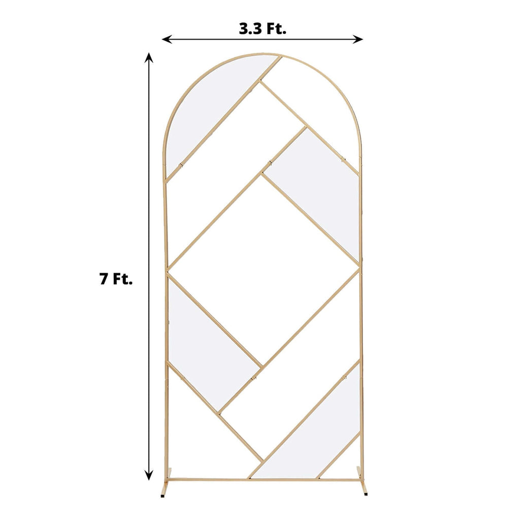 7ft Gold Metal Geometric Flower Frame Stand | TableclothsFactory