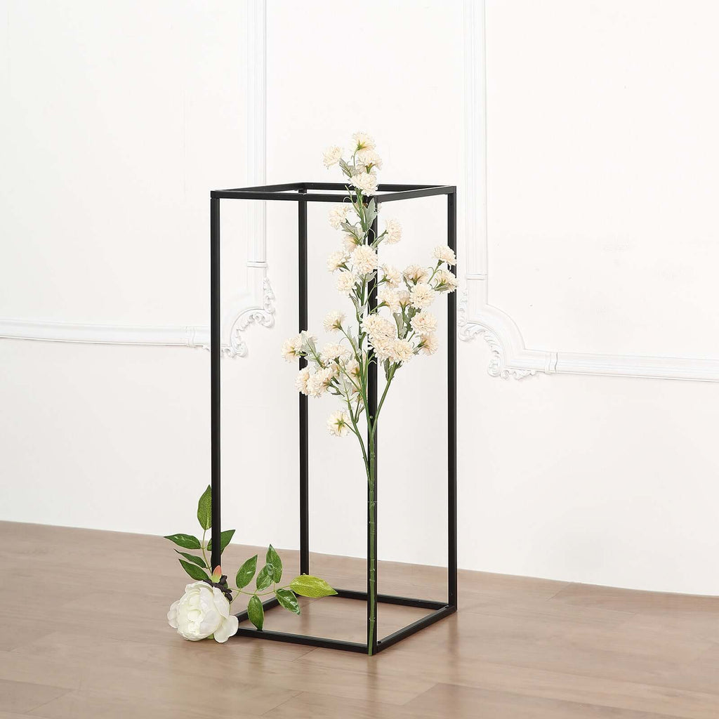 Rectangular Metal Flower Stand Matte Black 24" | TableclothsFactory