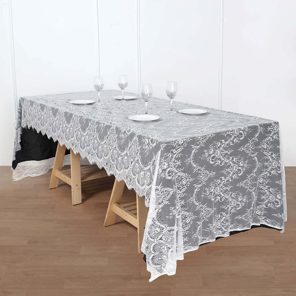 Lace Rectangle Tablecloth 60"x120" White | TableclothsFactory