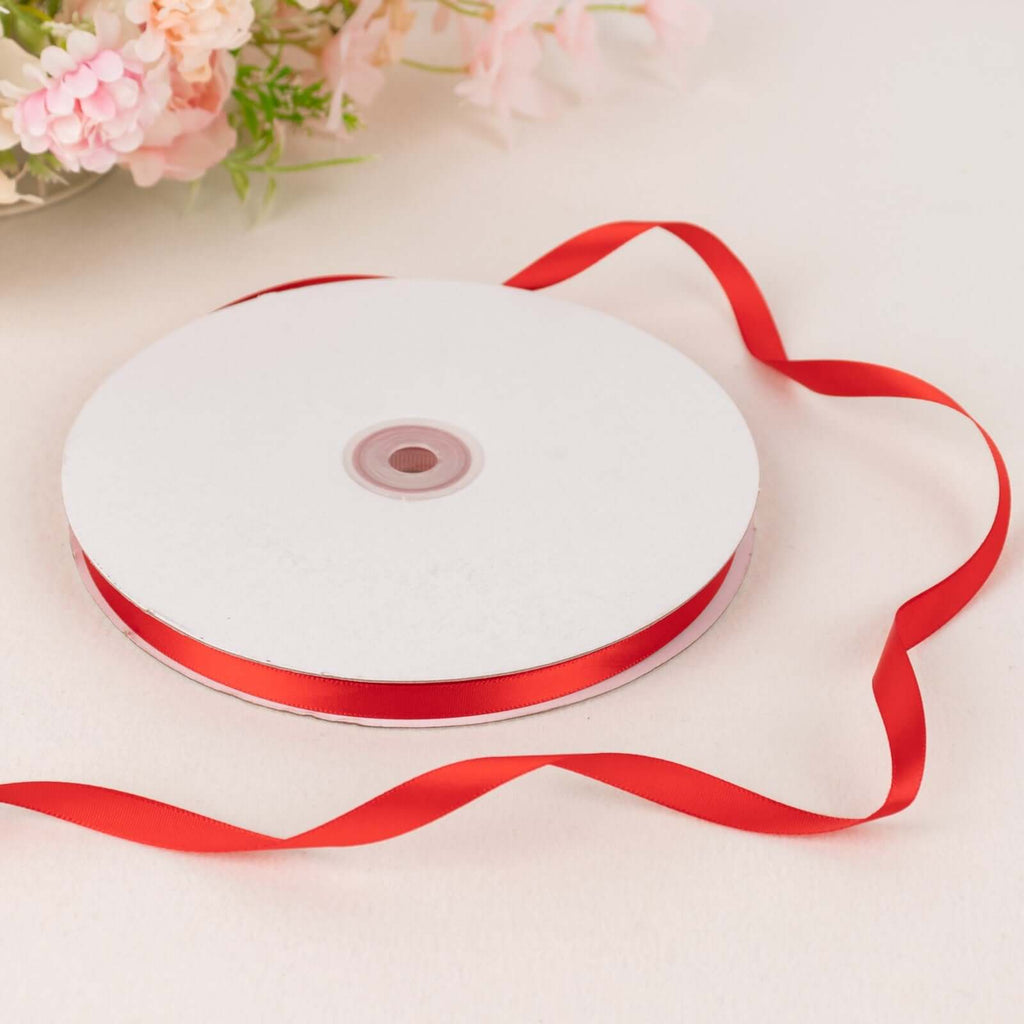 Red Satin Ribbon 100 Yards 3/8" | TableclothsFactory