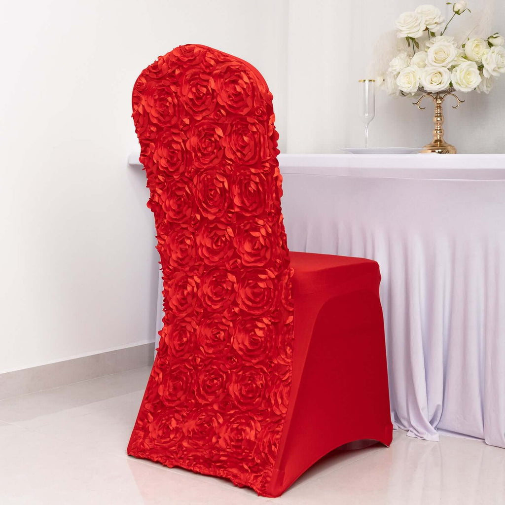 Satin Spandex Chair Cover Red | TableclothsFactory