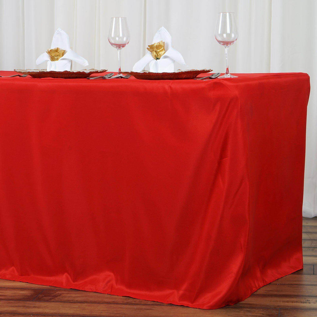 Fitted Polyester Tablecloth 96"x30" Red | TableclothsFactory