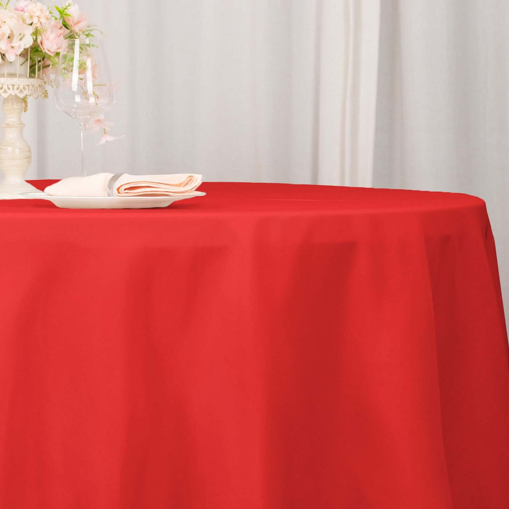 Premium Polyester Tablecloth 132" Red | TableclothsFactory