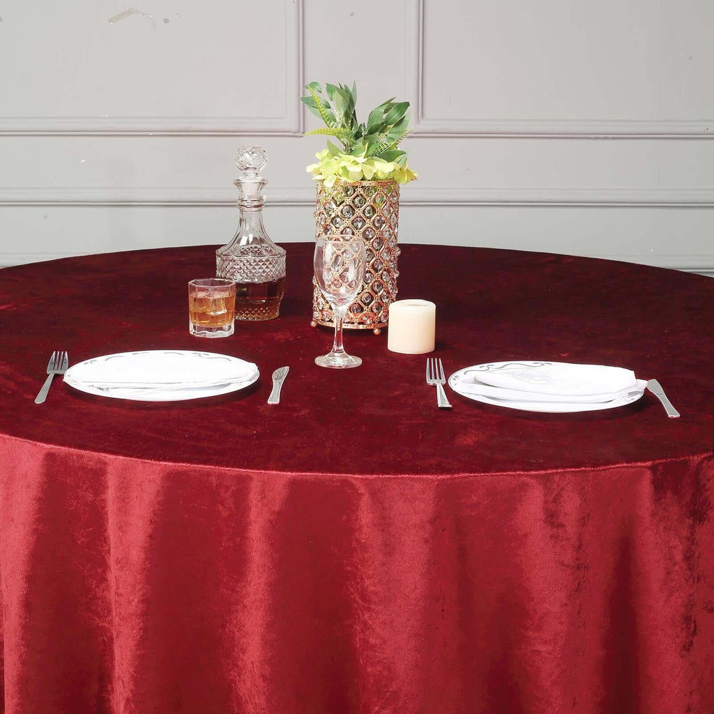 Velvet Tablecloth 120" Burgundy | TableclothsFactory