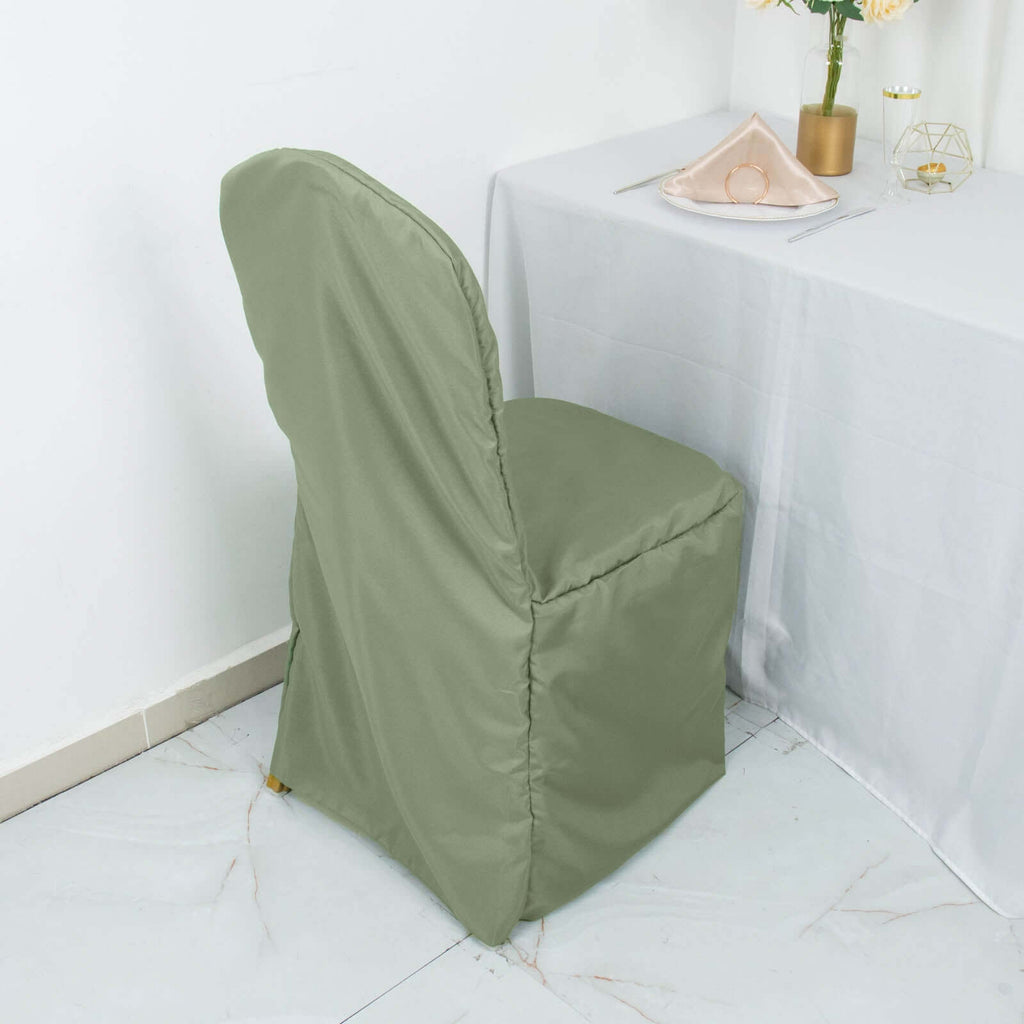 Polyester Banquet Chair Covers Dusty Sage Green | TableclothsFactory