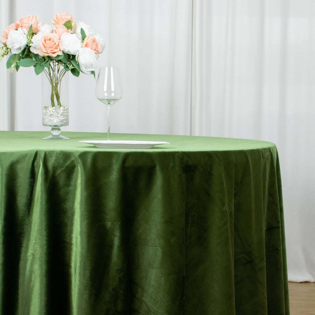 Velvet Tablecloth 120" Olive Green | TableclothsFactory