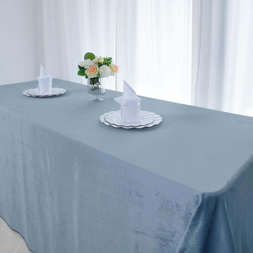 Velvet Tablecloth 90"x156" Dusty Blue | TableclothsFactory