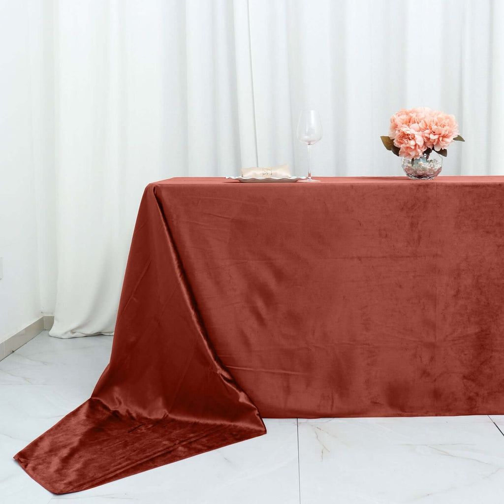Velvet Tablecloth 90"x156" Terracotta | TableclothsFactory