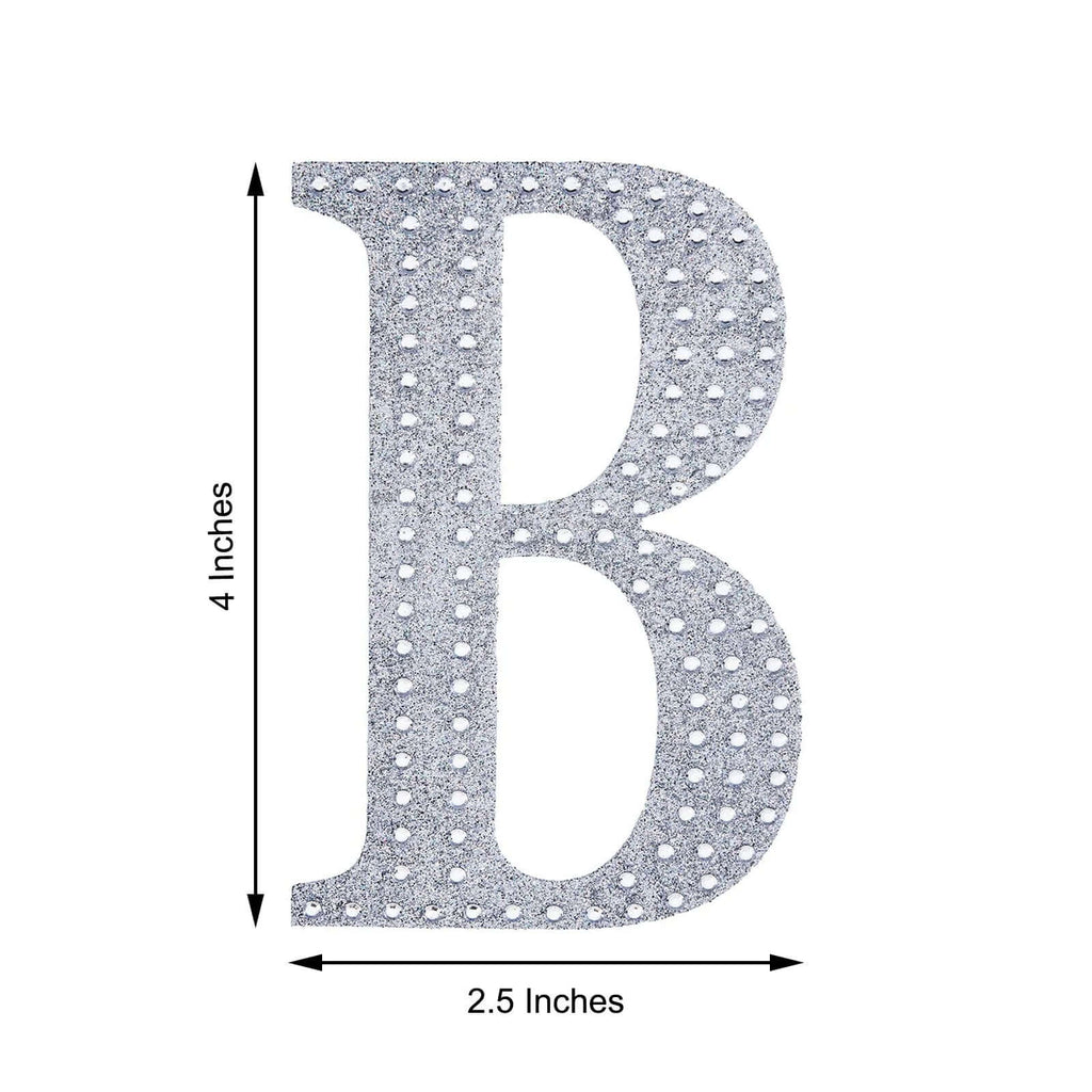 4" Rhinestone Sticker Letters "B" Silver | TableclothsFactory
