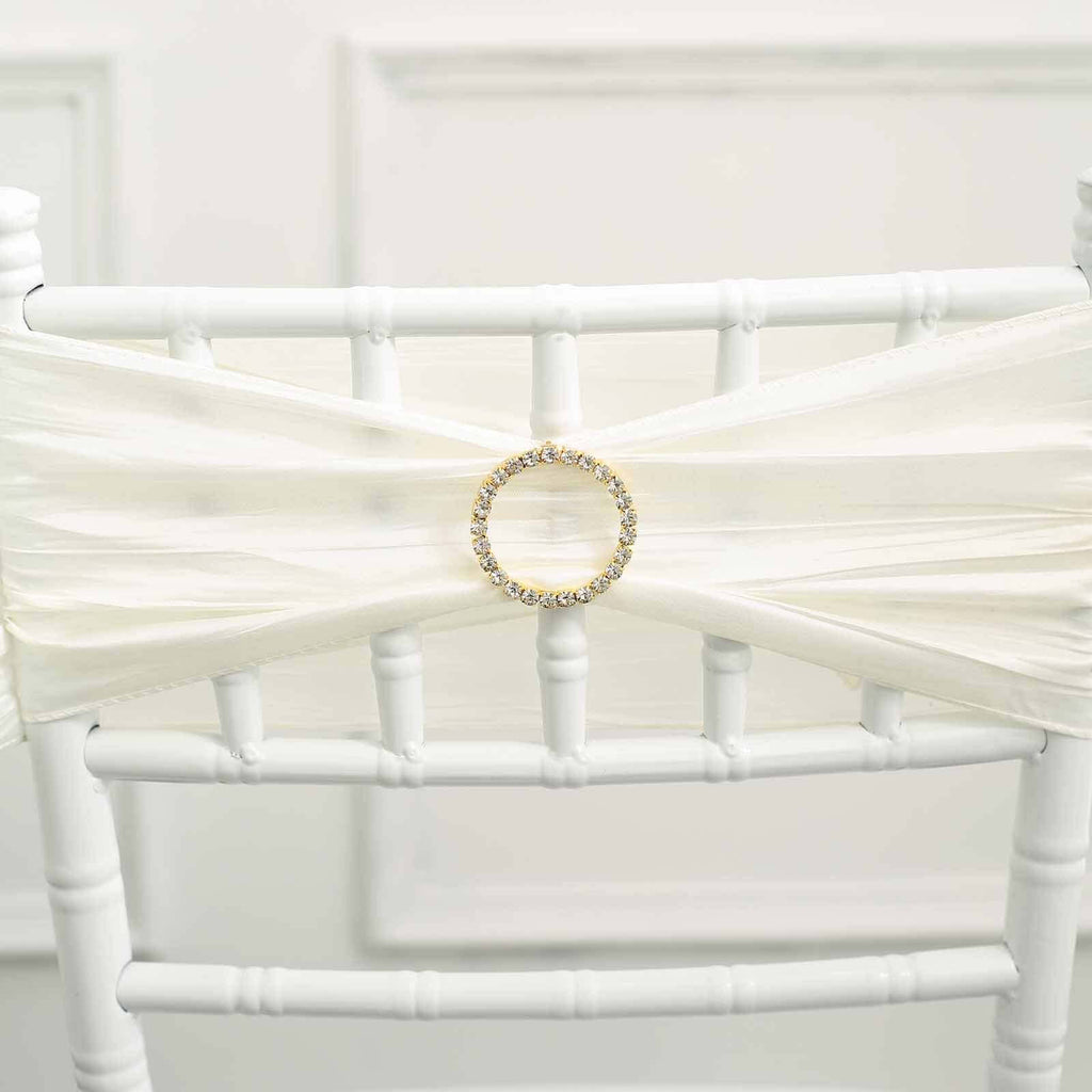 Rhinestone Circle Sash Buckle 2" Gold | TableclothsFactory