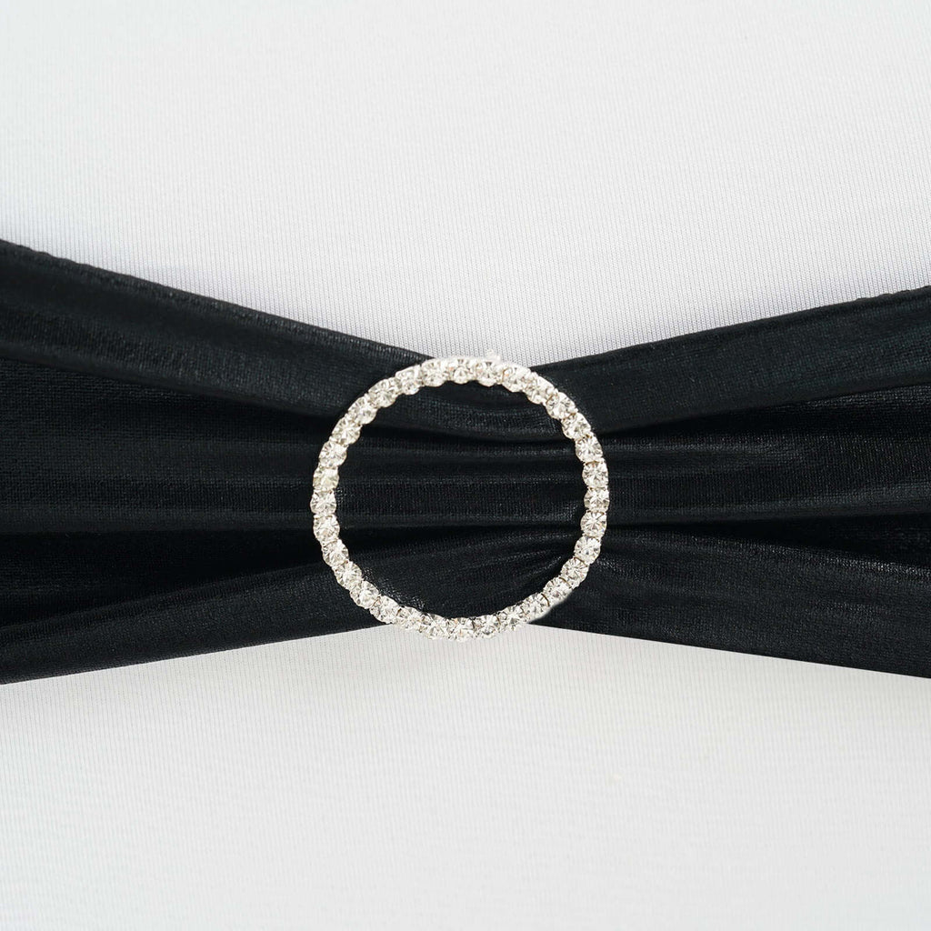 Rhinestone Circle Sash Buckle 2" Silver | TableclothsFactory