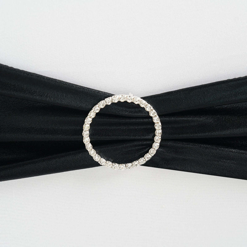 Rhinestone Circle Sash Buckle 2" Silver | TableclothsFactory