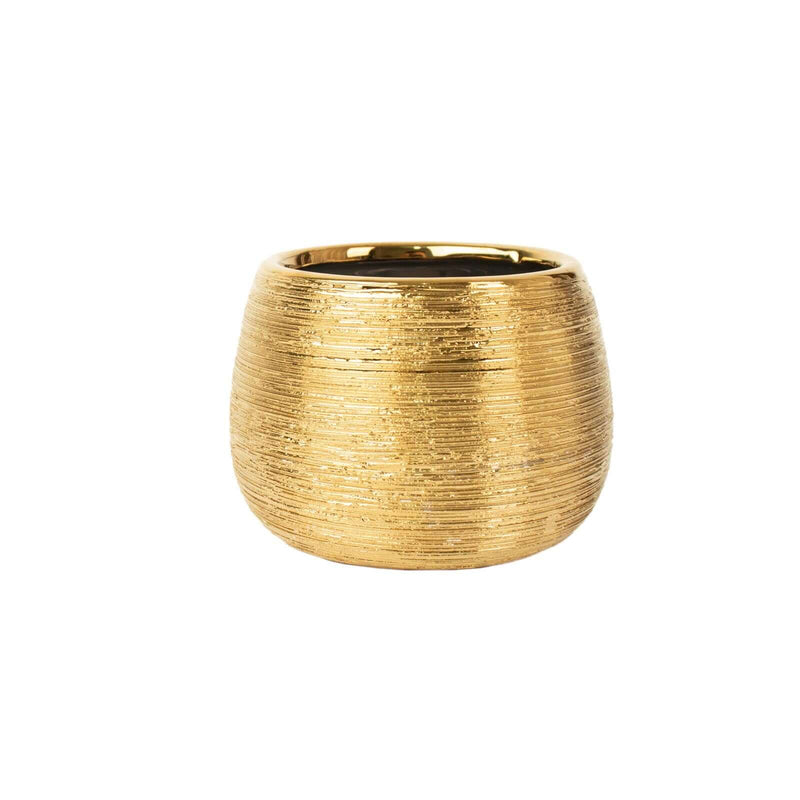 Gold Round Textured Vase Pots 4 Pack | TableclothsFactory
