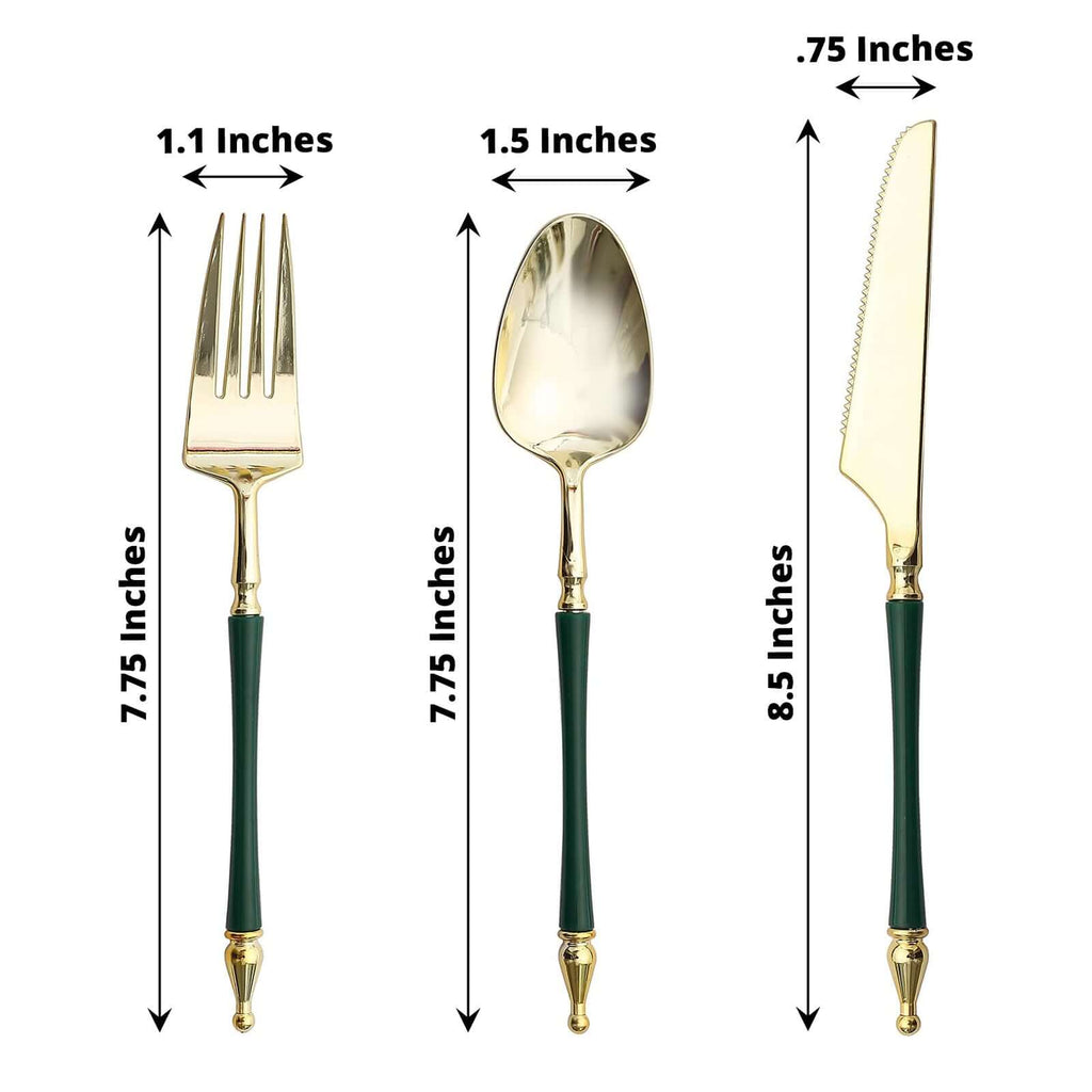 Roman Column Handle Plastic Utensil Set Gold/Emerald Green ...