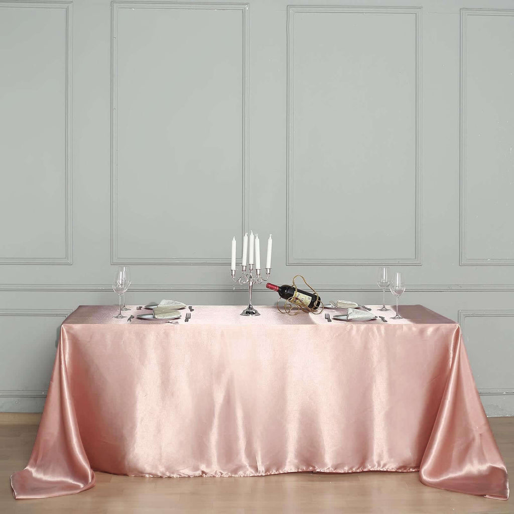 Satin Tablecloth 90"x156" Dusty Rose | TableclothsFactory