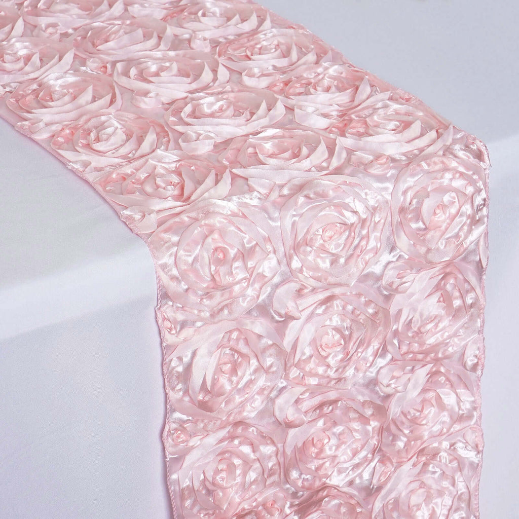 Rosette Satin Runner 14"x108" Blush | TableclothsFactory