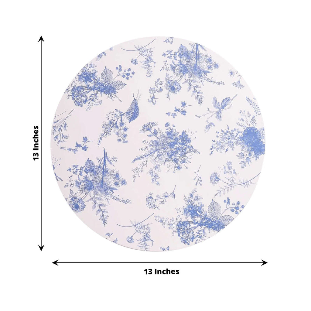 French Toile Paper Charger Plates White/Blue 13" | TableclothsFactory