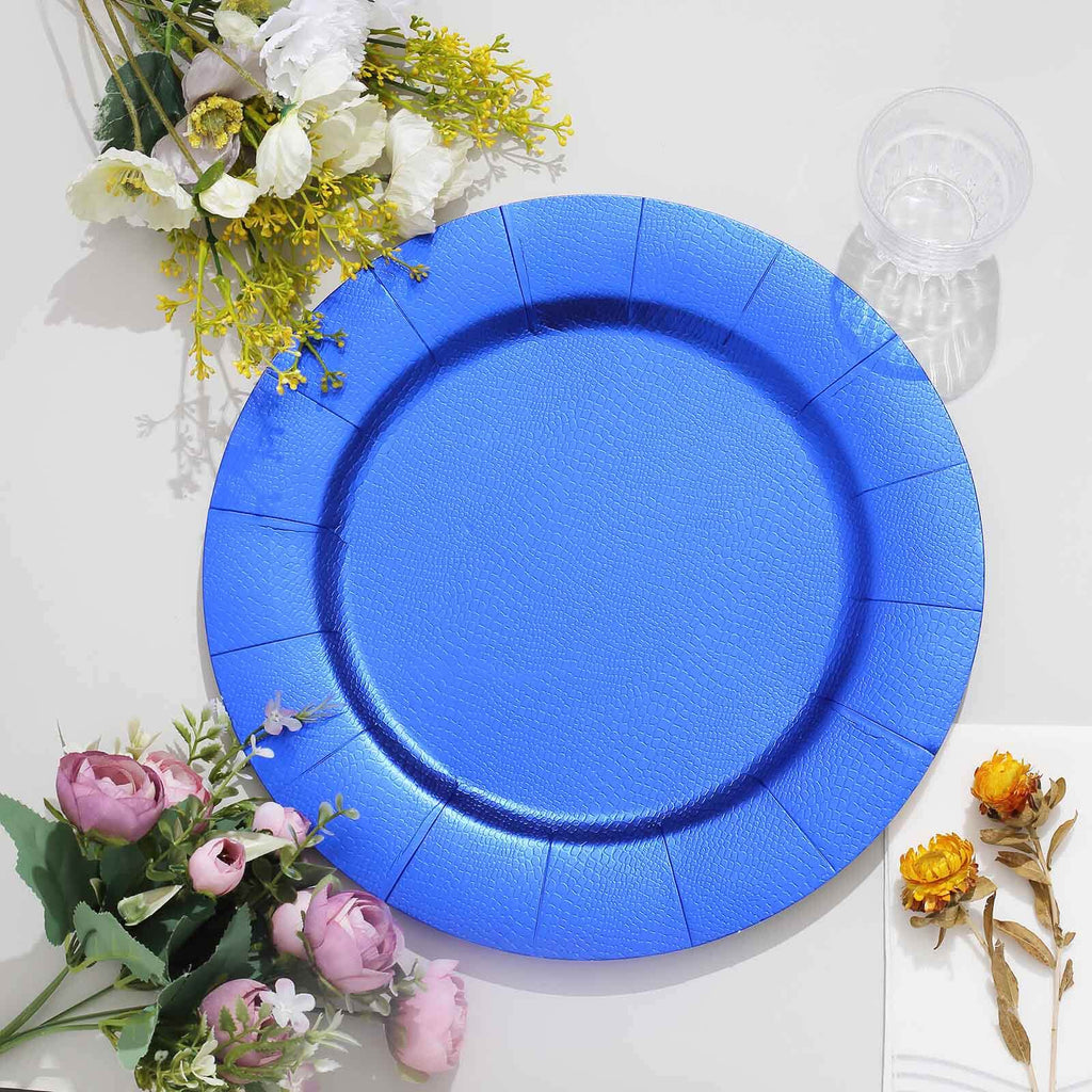 Disposable Round Charger Plates Royal Blue 13" | TableclothsFactory