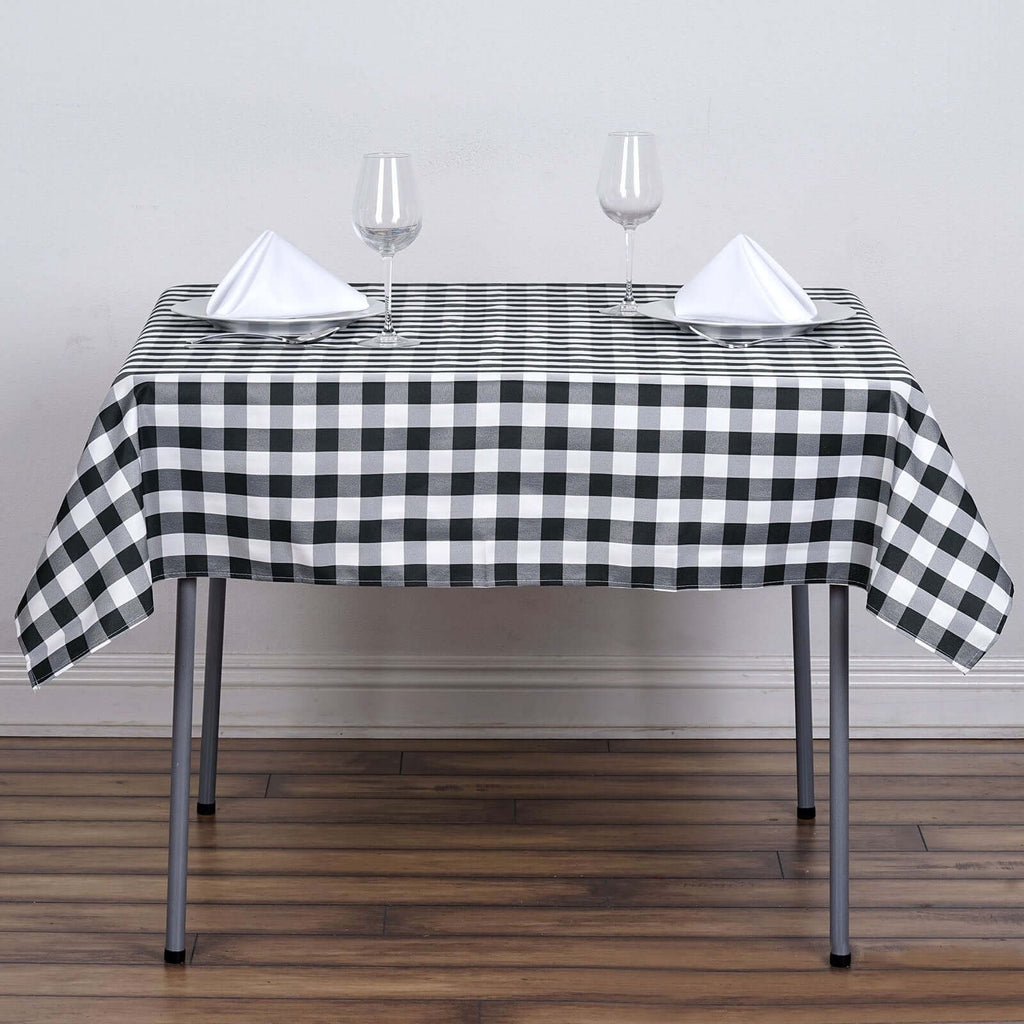 Checkered Tablecloth 54"x54" White/Black | TableclothsFactory