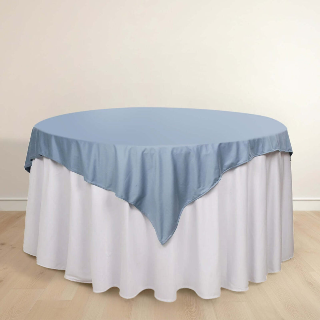Premium Scuba Square Overlay 70"x70" Dusty Blue | TableclothsFactory