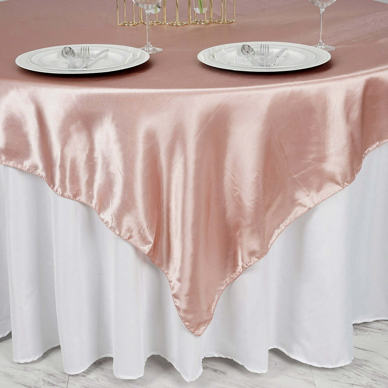 Satin Table Overlay 72"x72" Pink | TableclothsFactory