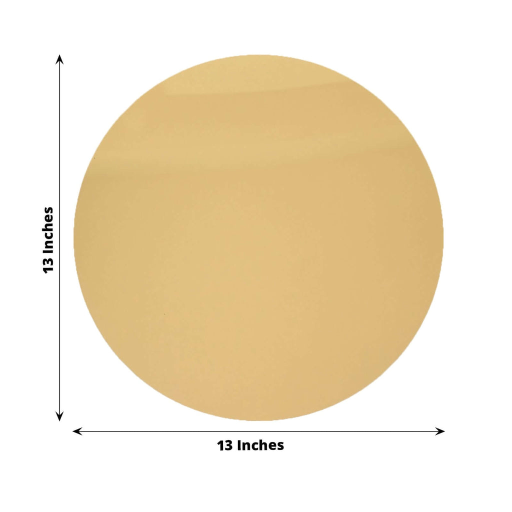 Acrylic Mirror Chargers Gold Round 13" | TableclothsFactory