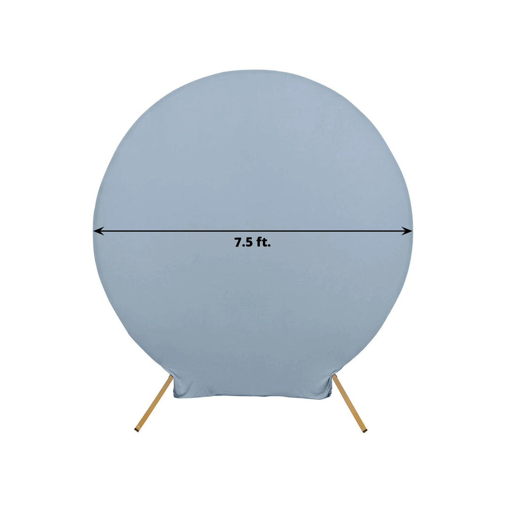 7.5ft Dusty Blue Round Spandex Backdrop Cover | TableclothsFactory