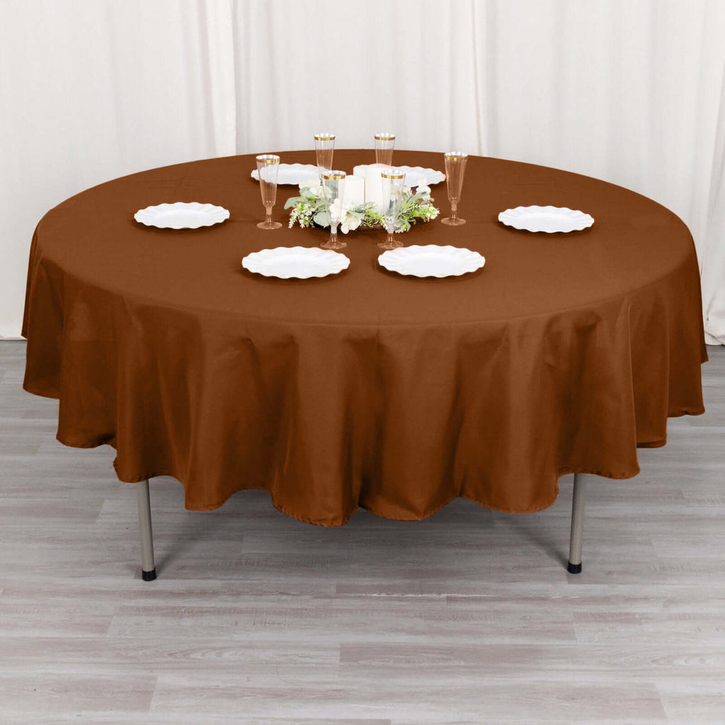 Polyester Tablecloth 90" Cinnamon Brown | TableclothsFactory