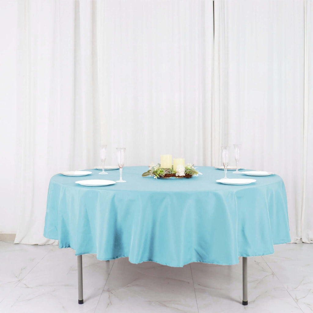 Polyester Round Tablecloth 90" Light Blue | TableclothsFactory