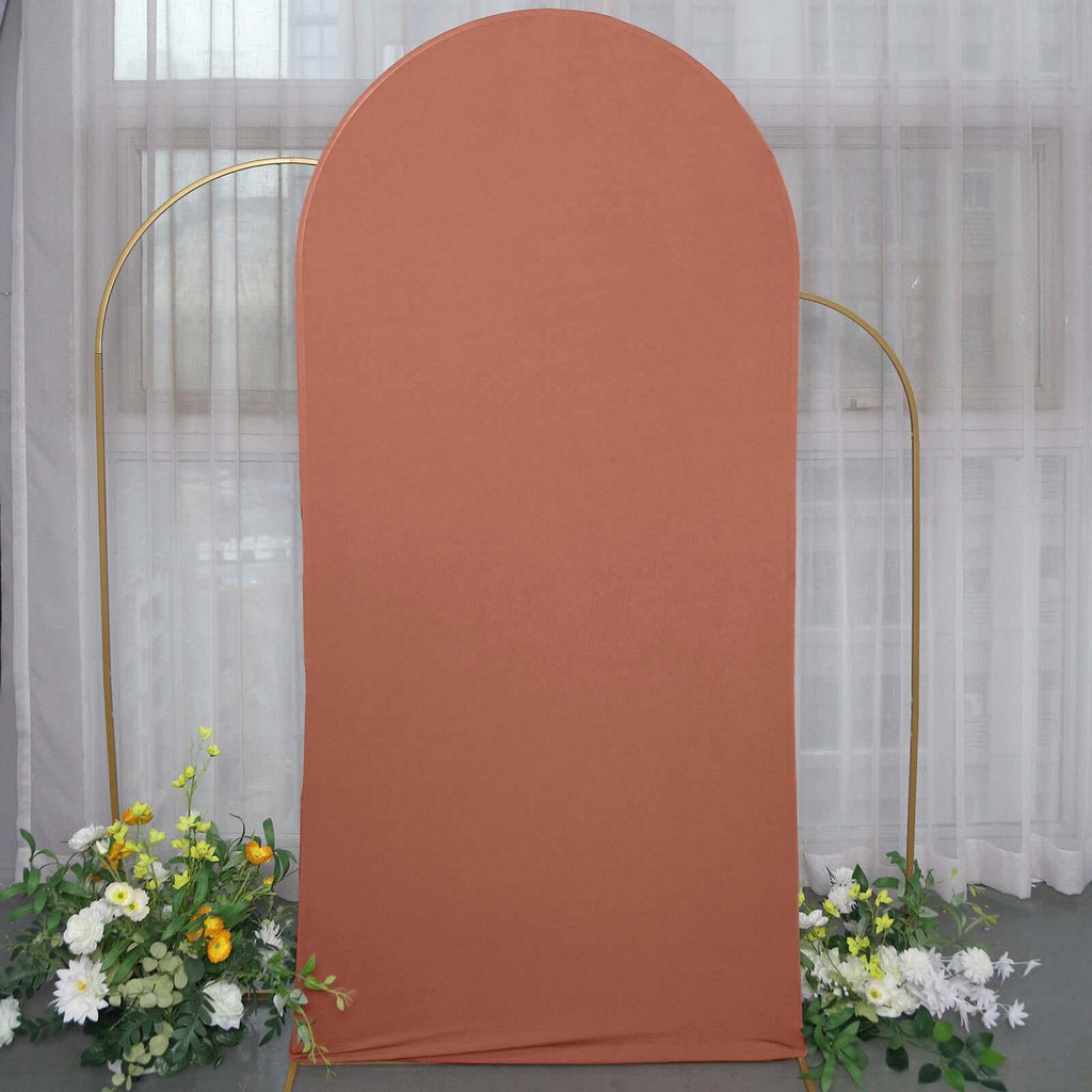 7ft Matte Terracotta Spandex Backdrop Cover | TableclothsFactory