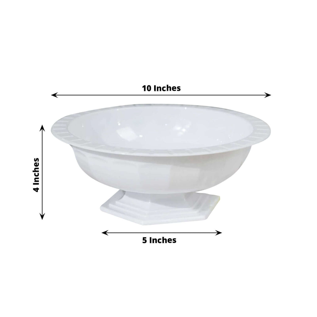 Plastic Footed Bowl Vases White 10" | TableclothsFactory
