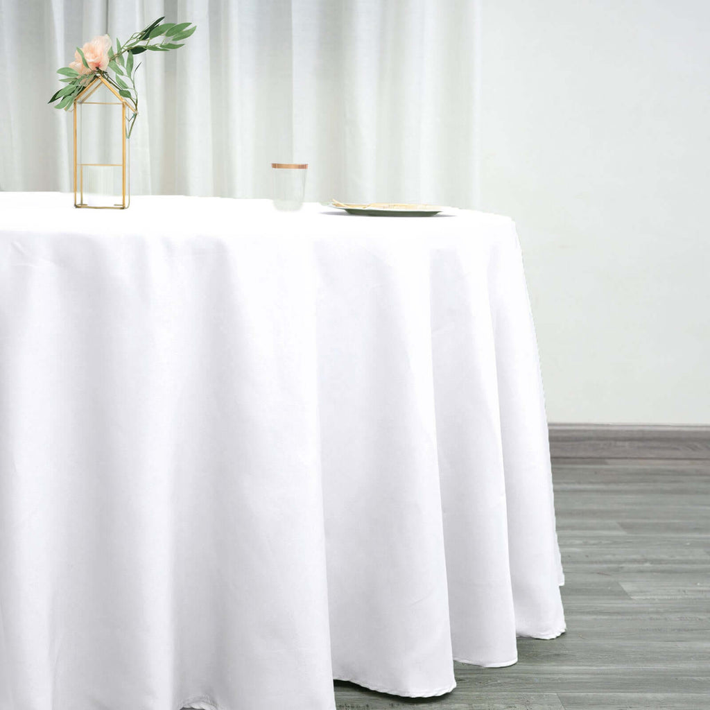Polyester Tablecloth 120" White | TableclothsFactory