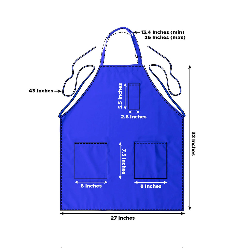 Royal Blue Polyester Chef Apron | TableclothsFactory