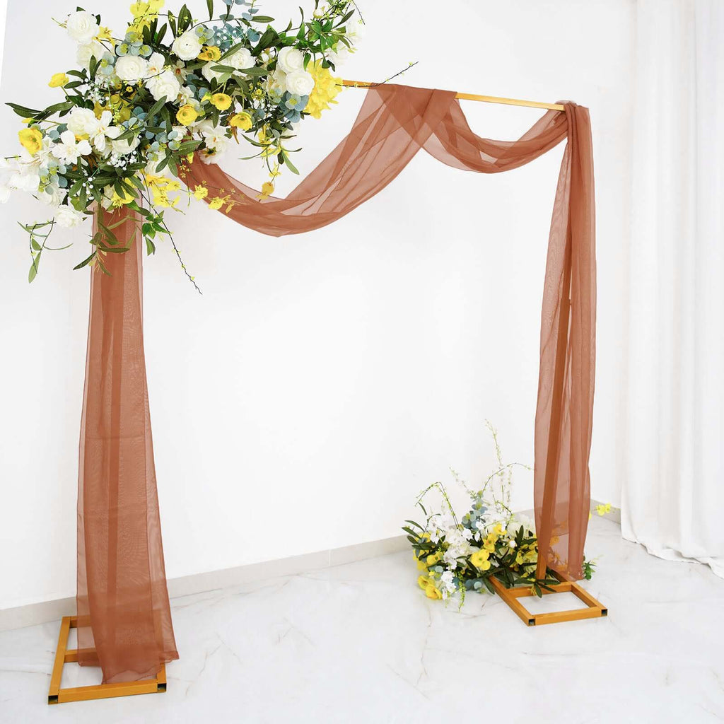 18ft Rust Sheer Organza Wedding Arch Drapery | TableclothsFactory