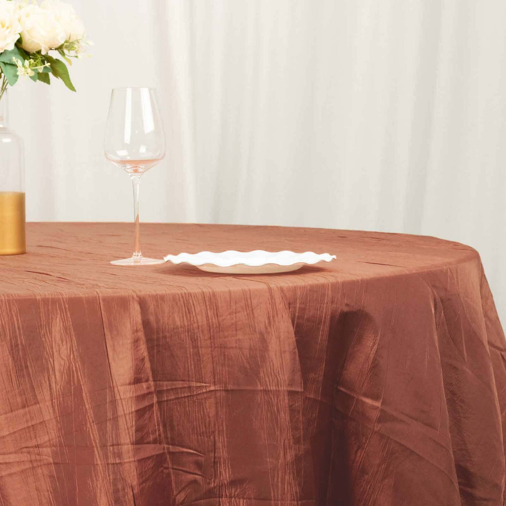 Accordion Crinkle Tablecloth 120" Terracotta | TableclothsFactory