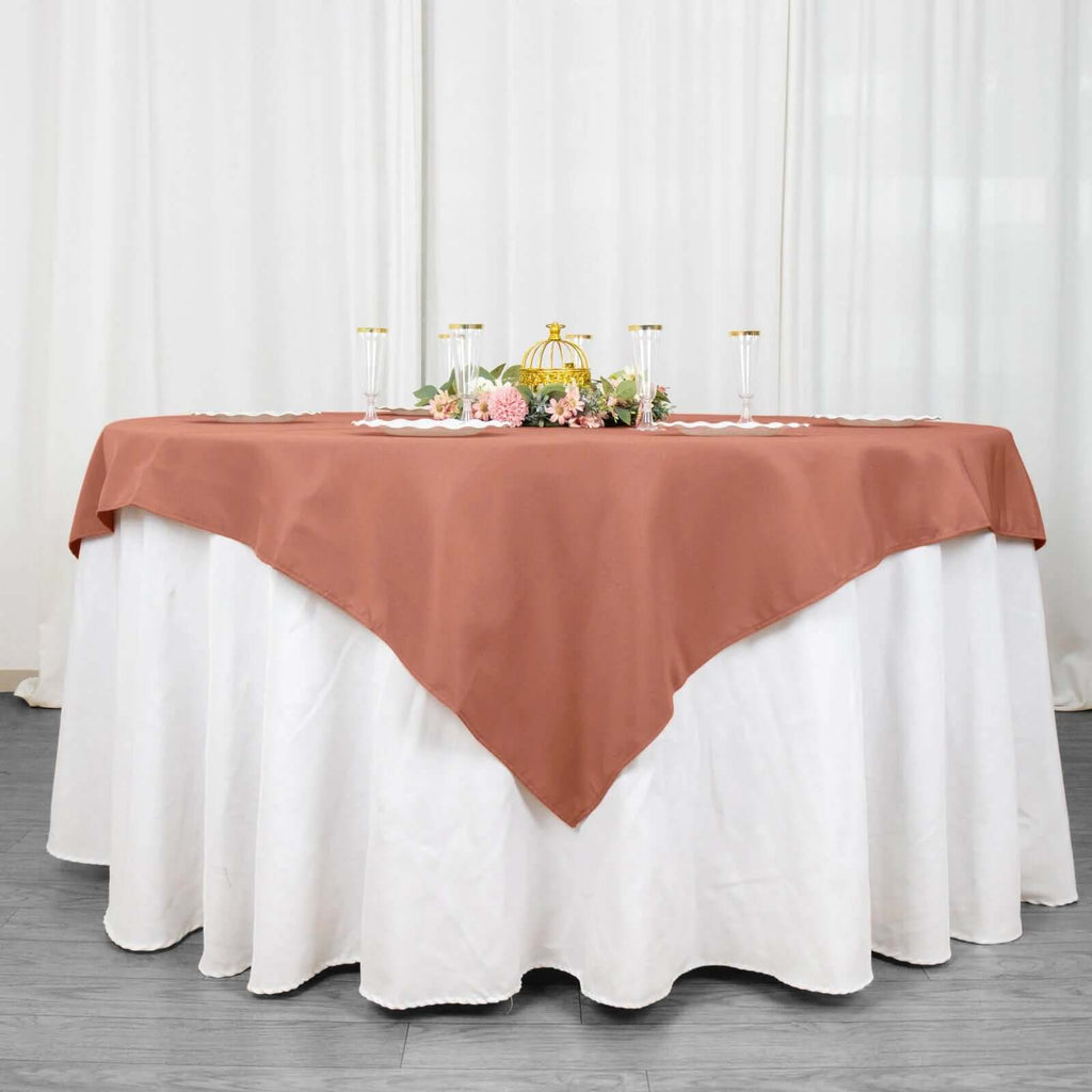Premium Polyester Overlay 70"x70" Terracotta | TableclothsFactory