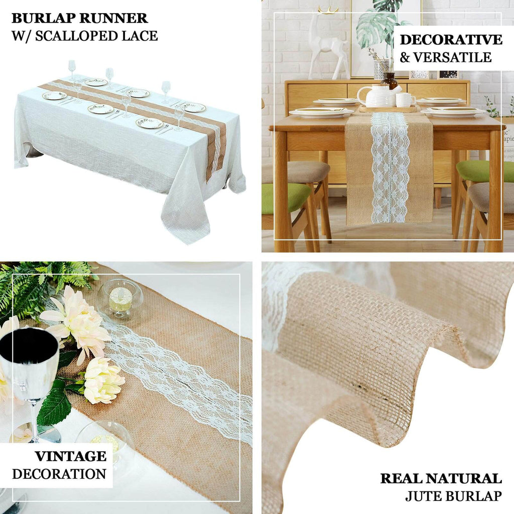 Burlap Jute Table Runner 14"x106" Natural | TableclothsFactory