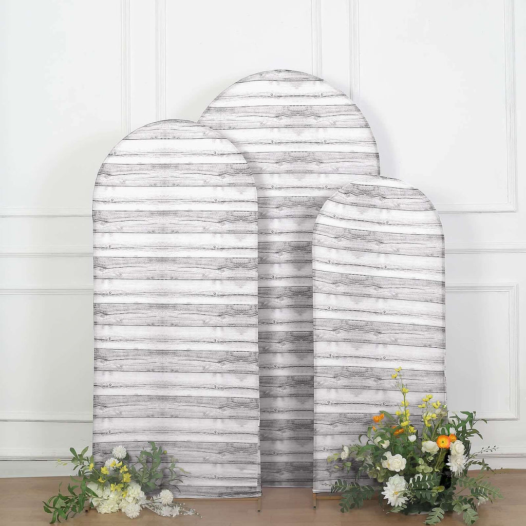 Rustic White Spandex Fitted Backdrop Covers | TableclothsFactory