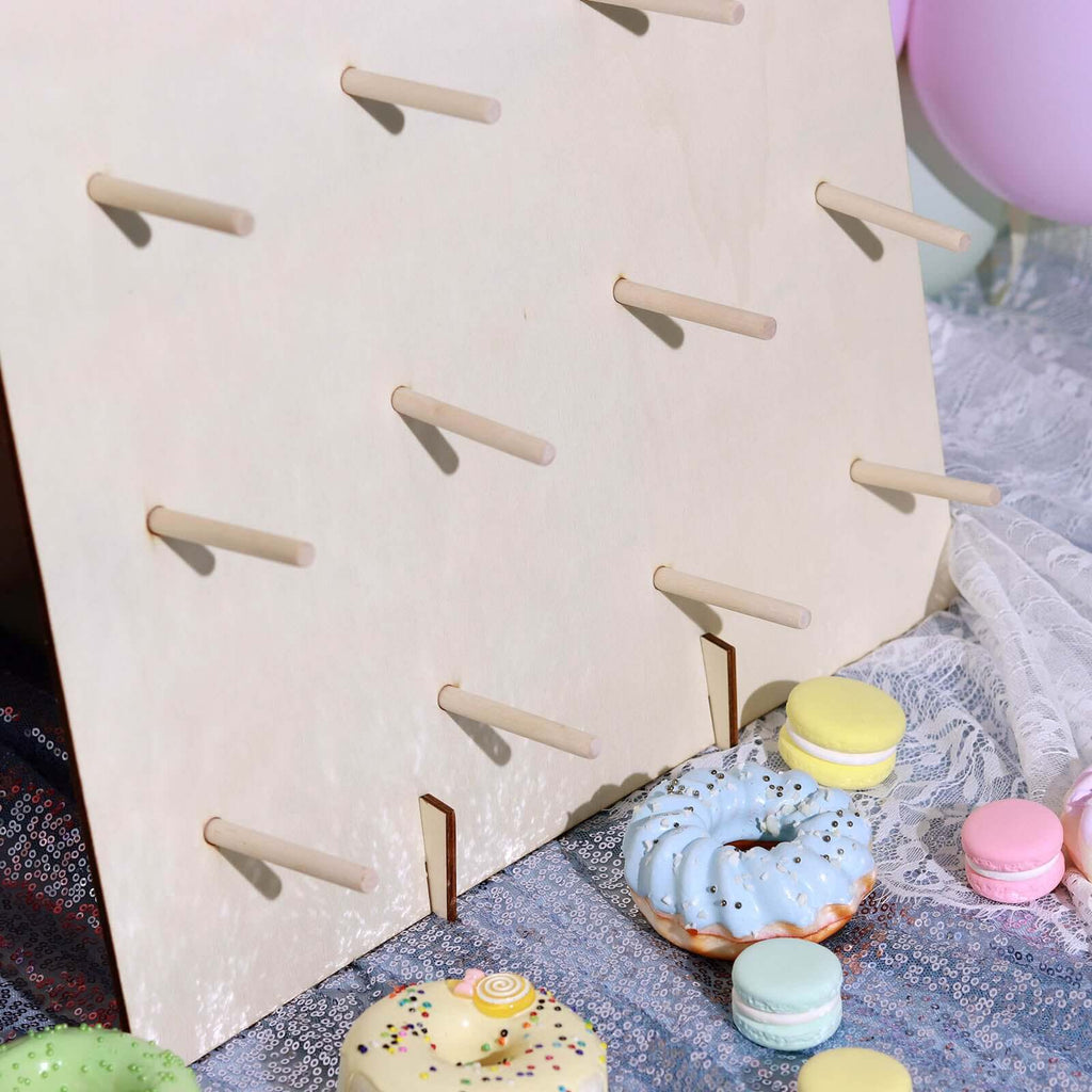 Wooden Rectangle Donut Wall Stand 19" Natural | TableclothsFactory