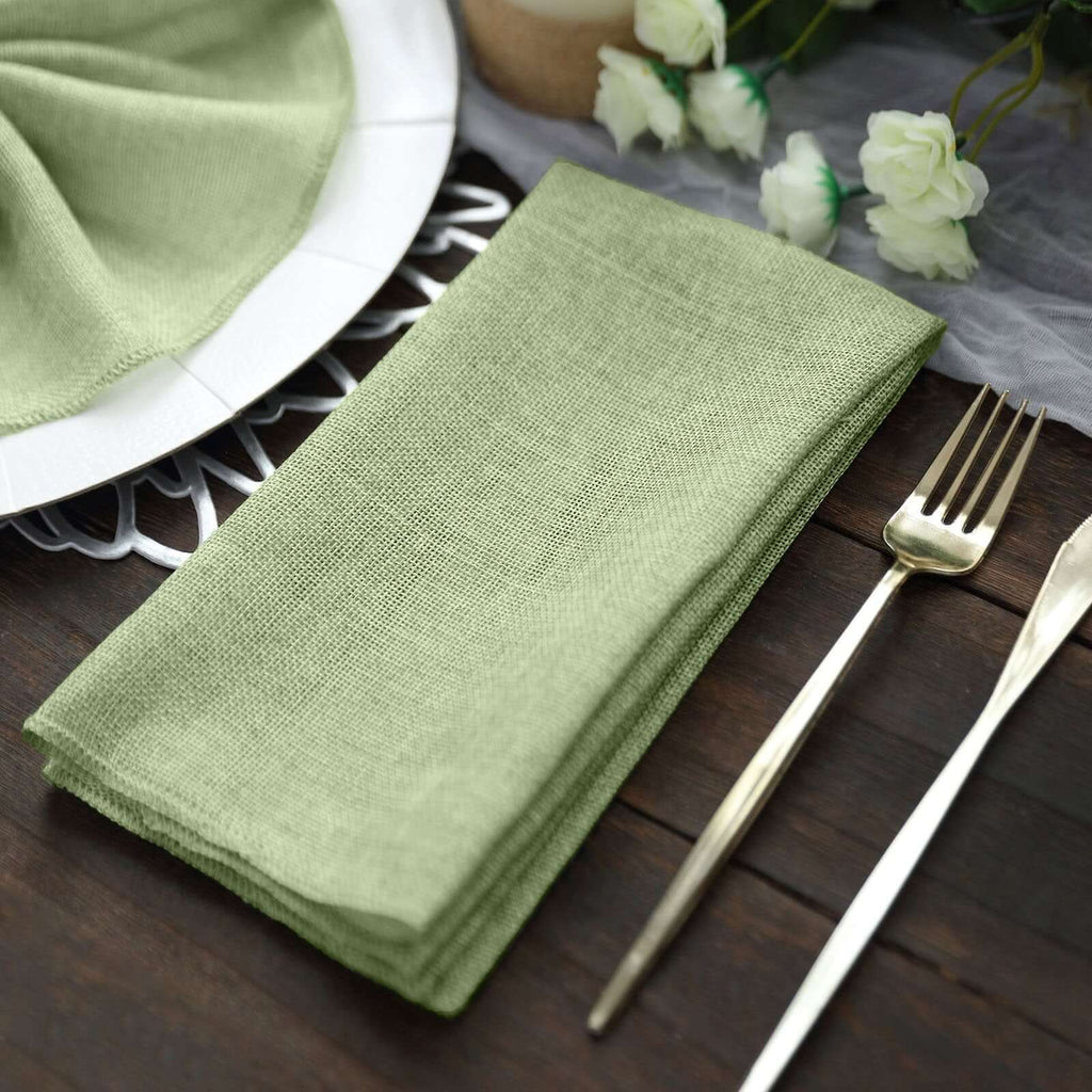 Faux Jute Napkins 19"x19" Sage Green | TableclothsFactory