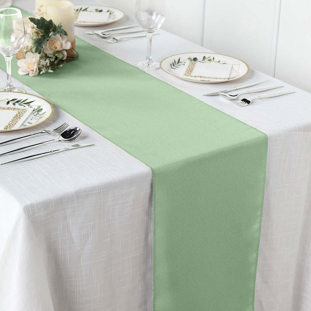 Polyester Table Runner 12"x108" Sage Green | TableclothsFactory
